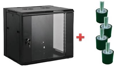 Coffret sur pieds 19" - 6U 600 x 600 mm - Noir | Monté