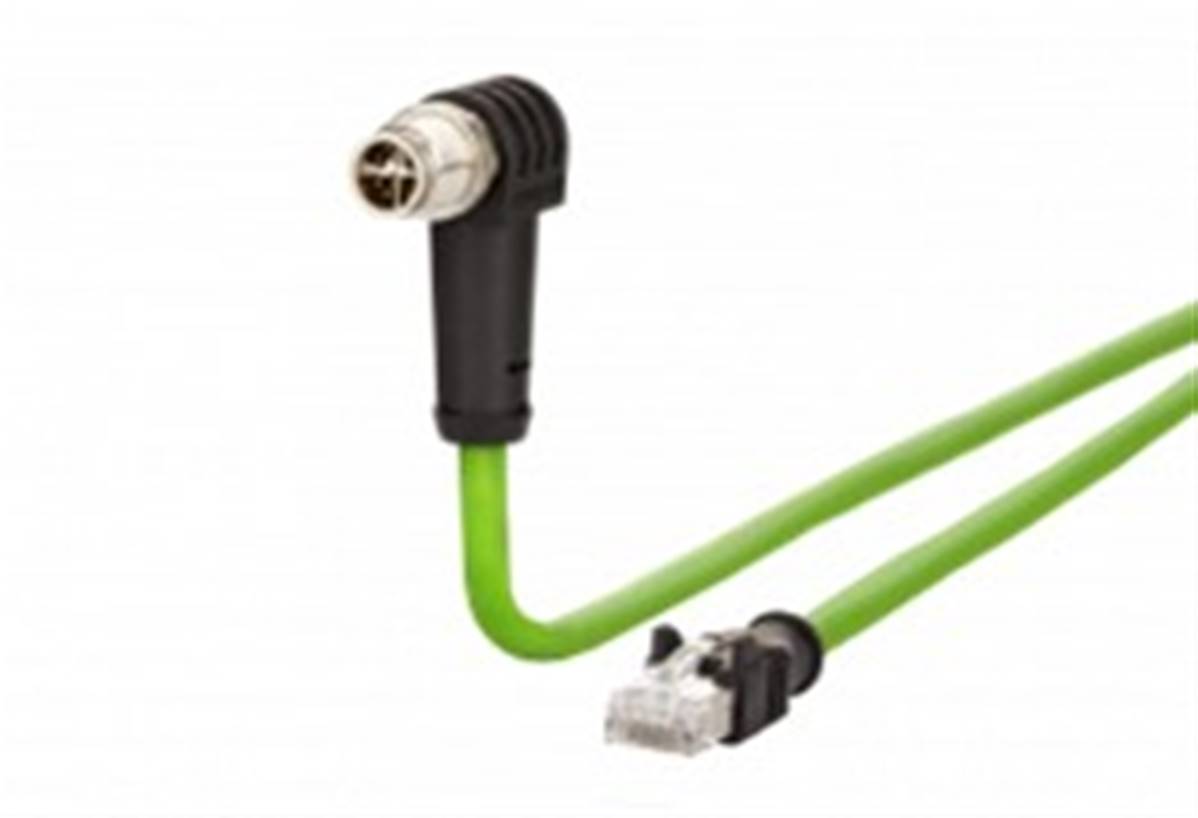 CORDON M12 8 PÔLES CAT 6A M12 MÂLE COUDÉ/RJ45 MÂLE 5M