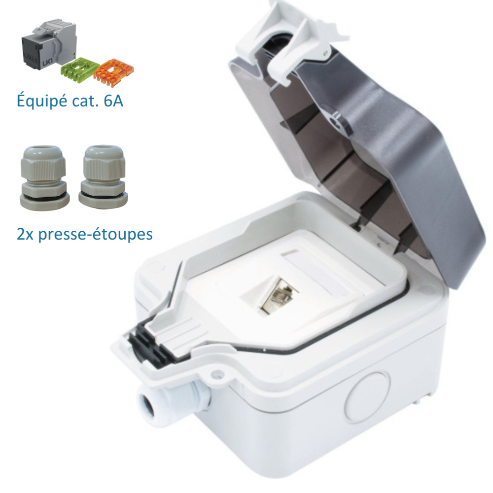 Boîtier RJ45 mural étanche IP 66 - 1 port | Cat.6A