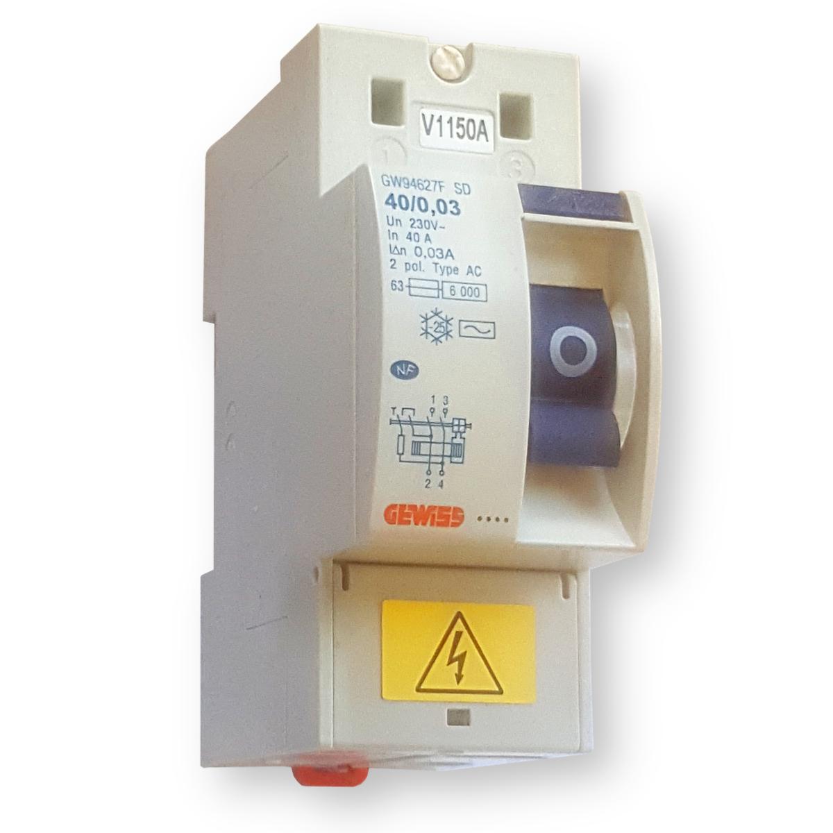 DISJONCTEUR DIFFÉRENTIEL 40A 2P 230V 30mA AC